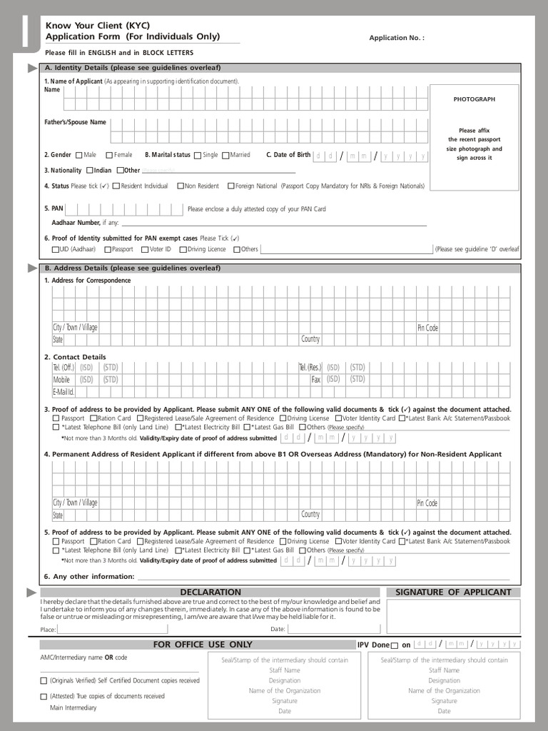Kyc Form Individual | PDF