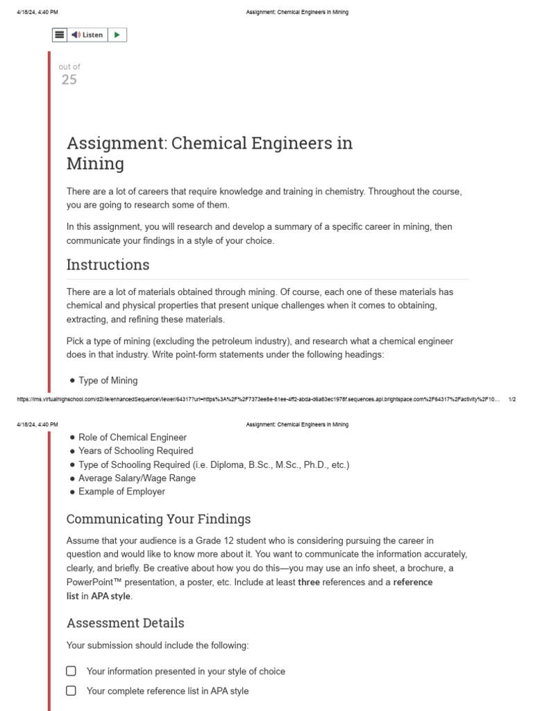 Assignment_ Chemical Engineers in Mining | PDF