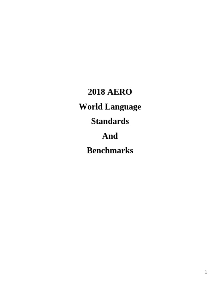 2018 AERO World Language Standards and Benchmarks | PDF