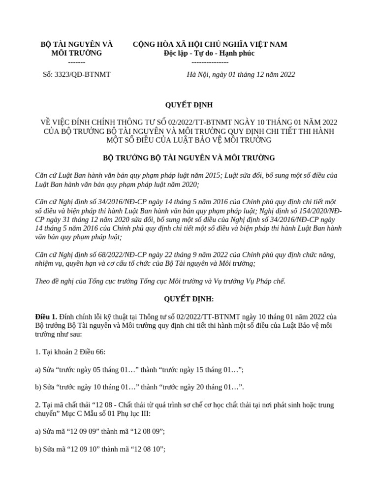 3323 QD-BTNMT M 542354 | PDF