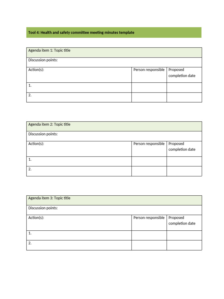 Tool 4 HSC Meeting Minutes Template | PDF