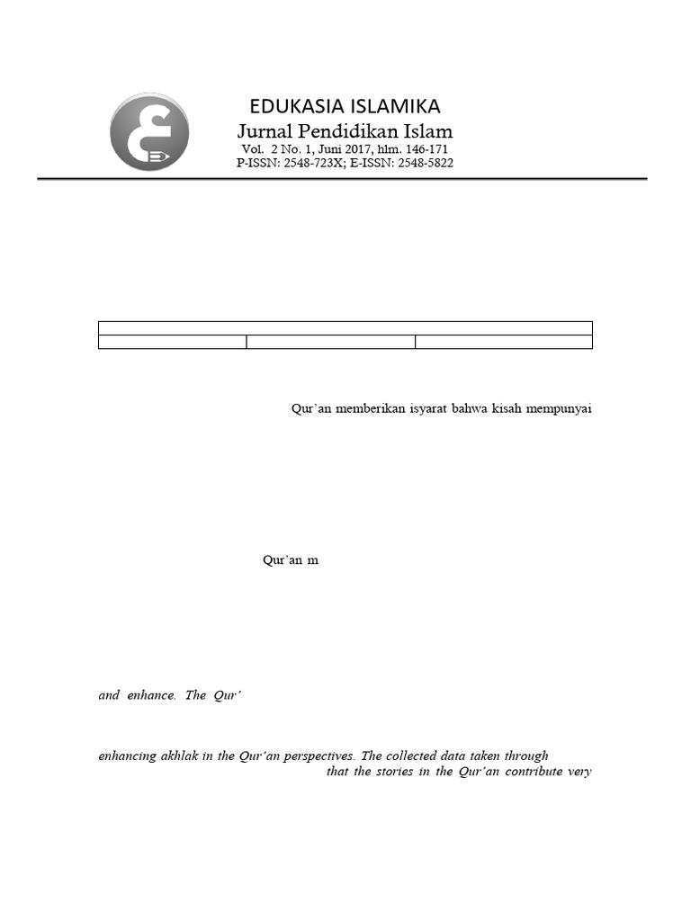 Kisah Sebagai Metode Pendidikan Akhlak Dalam Perspektif | PDF