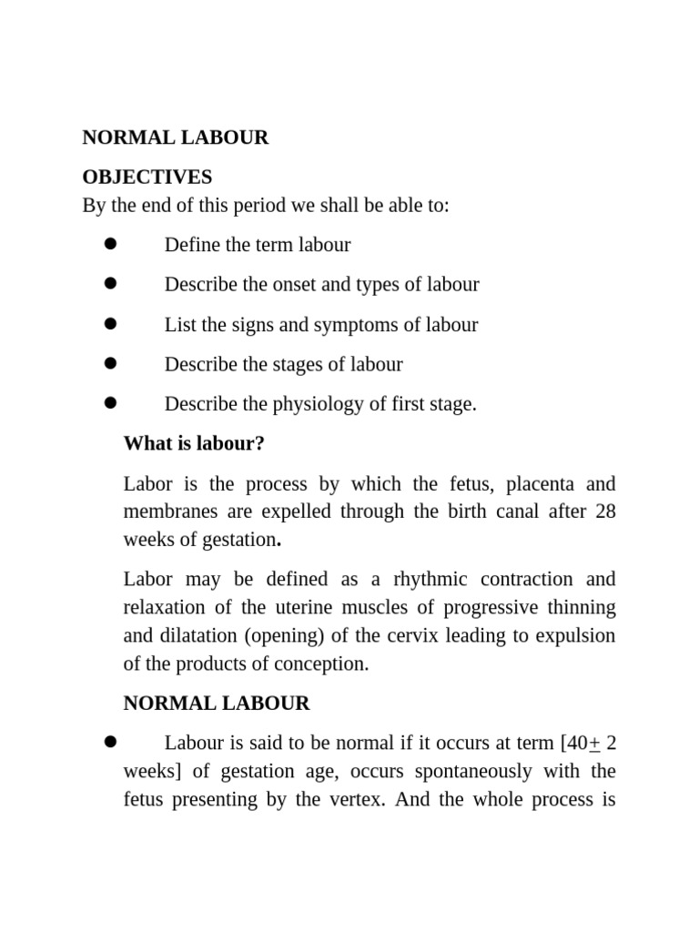 Normal Labour 1 | PDF