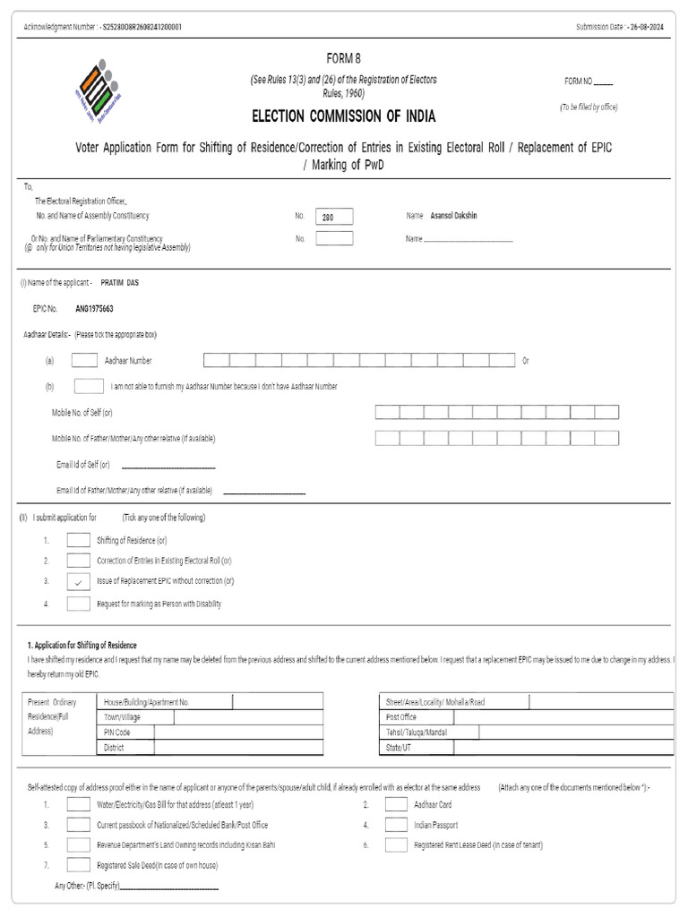 Voter Card Application | PDF