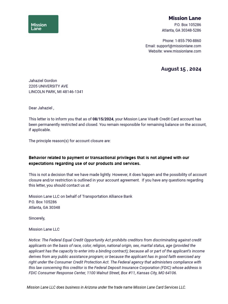 Gordon Adverse Action Letter | PDF