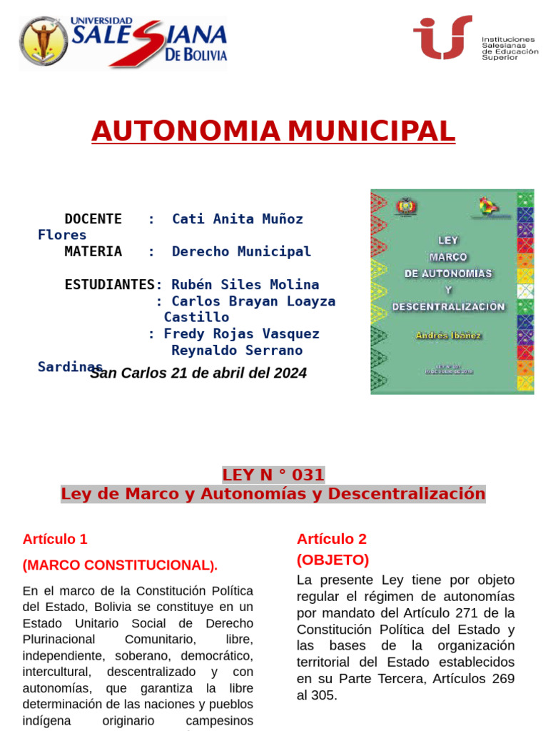 Autonomia Municipal | PDF | Gobierno local | Estado (política)