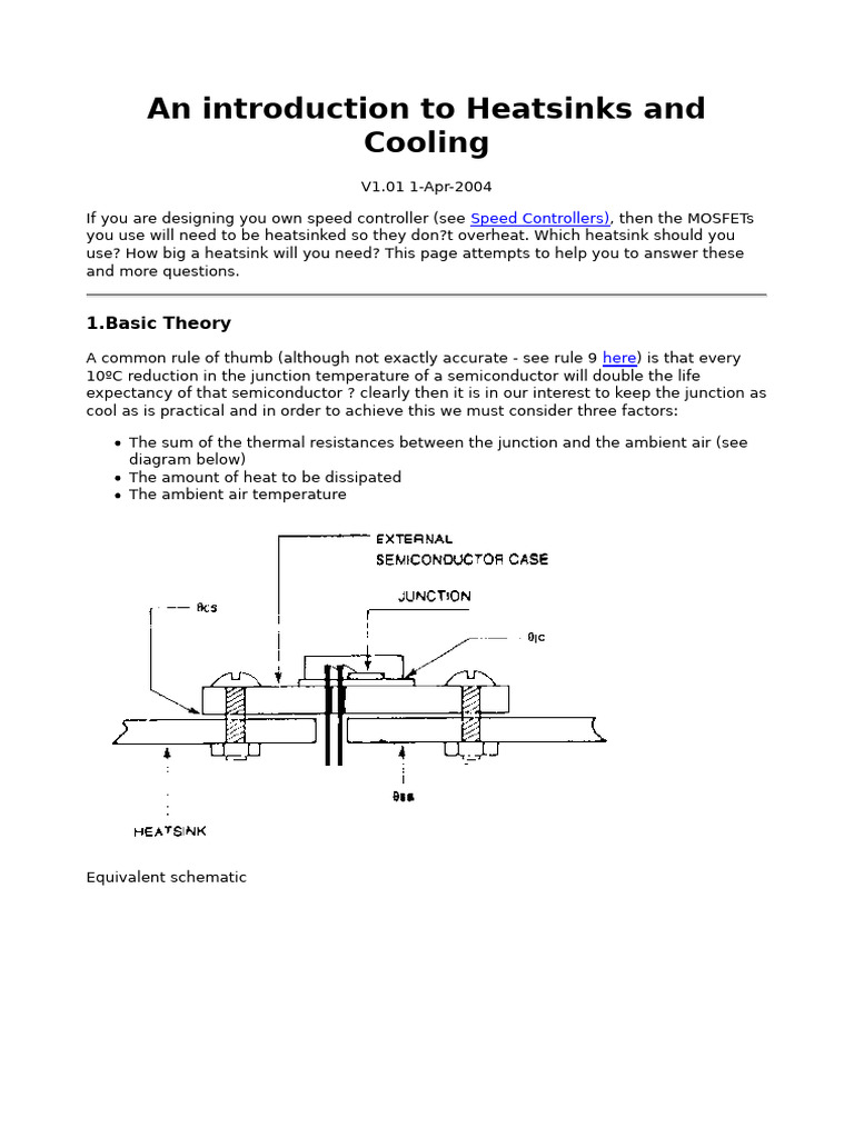 Introduction To Heatsinks and Cooling | PDF