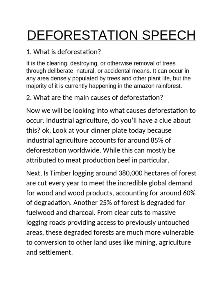 Deforestation Speech | PDF