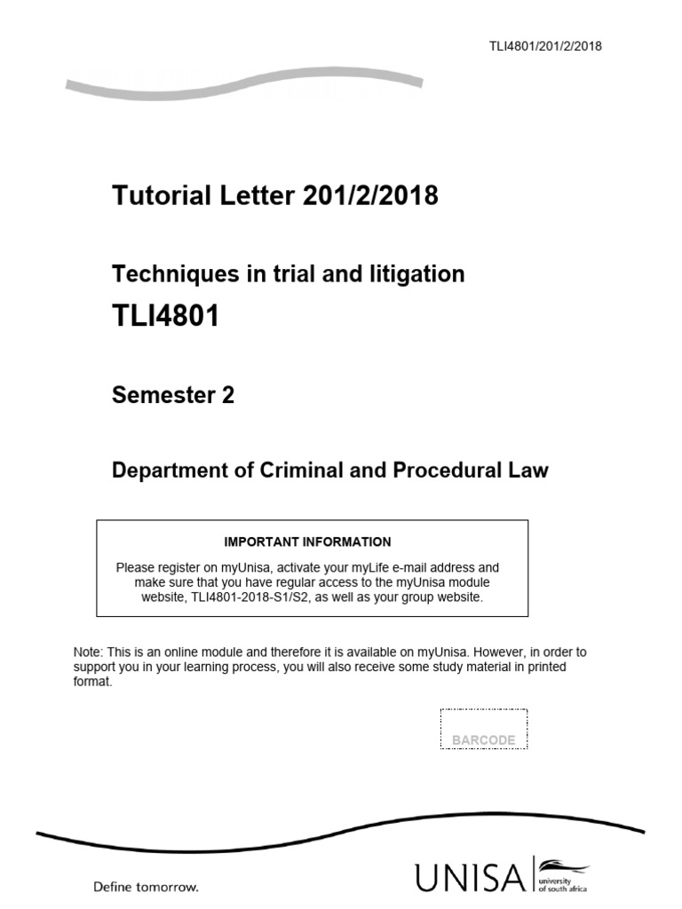 TLI4801 Tutorial Letter 20122018 | PDF