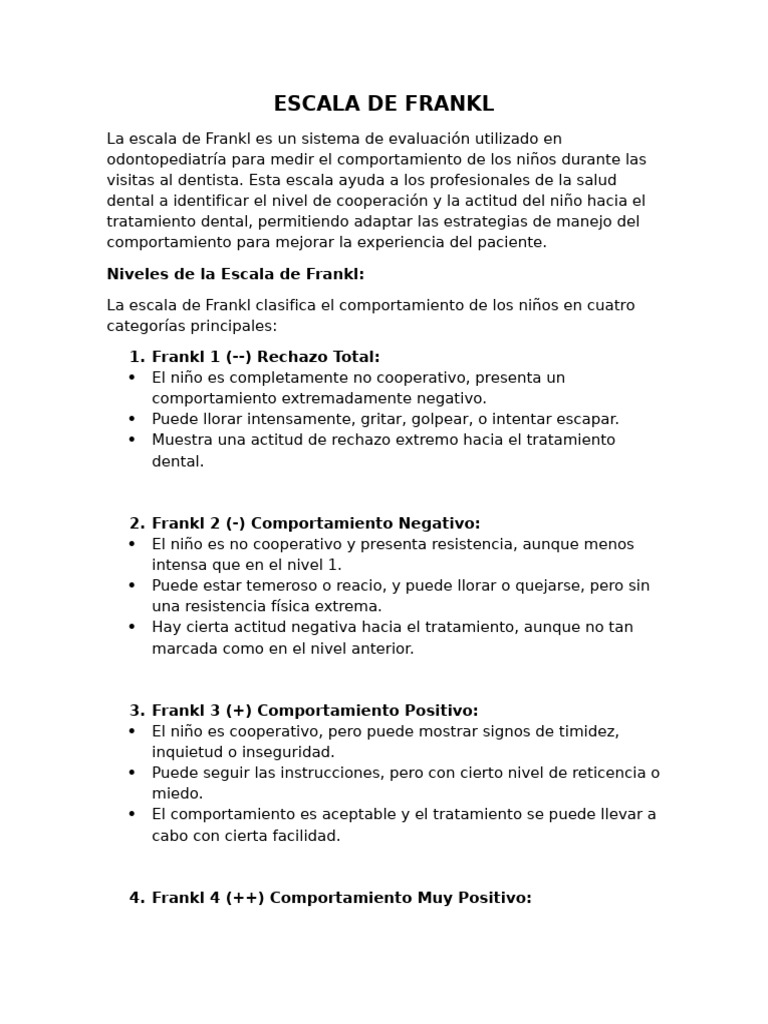 Escala de Frankl en Odontopediatría | PDF | Comportamiento | Odontología