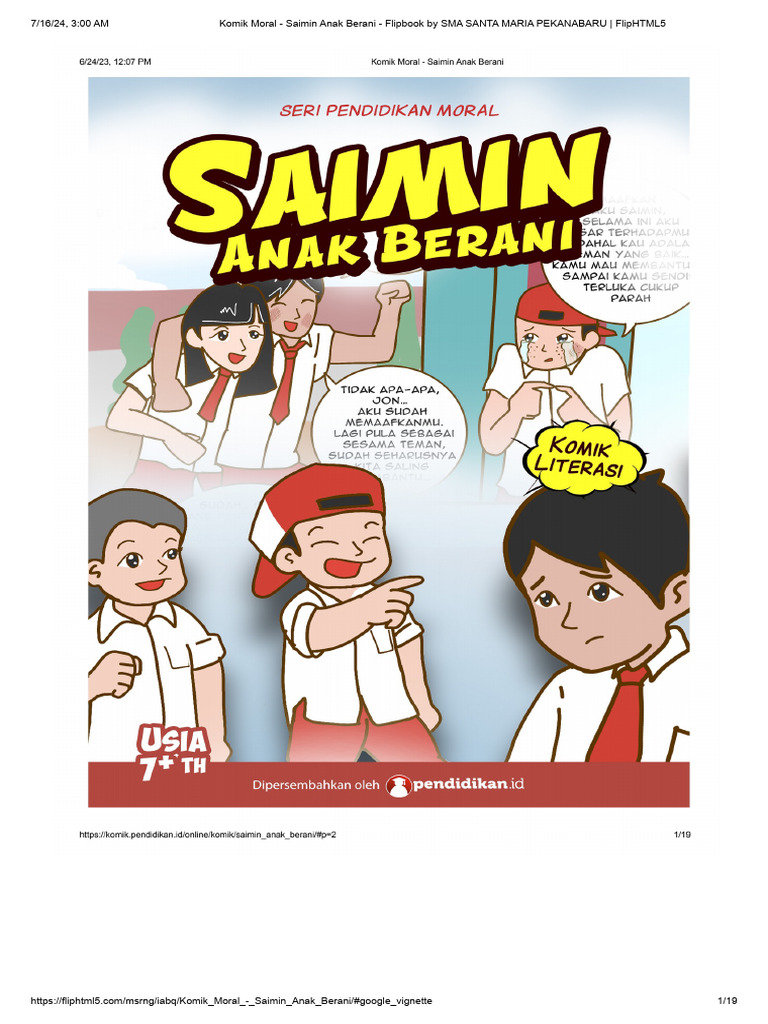 Komik Moral - Saimin Anak Berani - SMA SANTA MARIA PEKANABARU | PDF