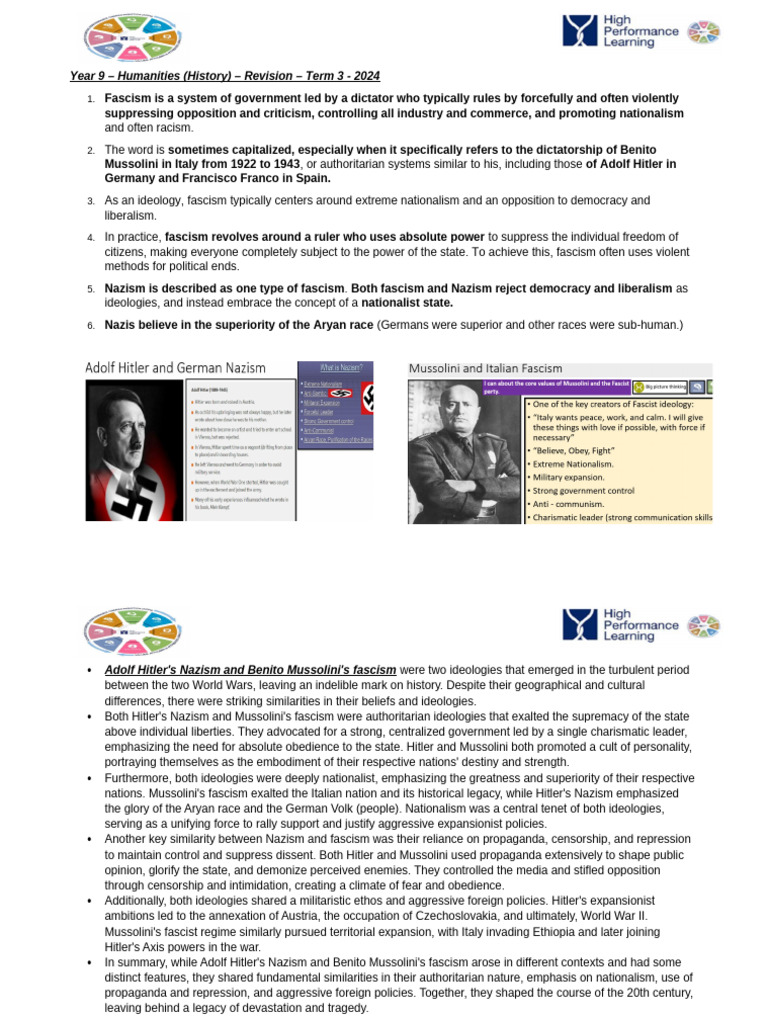 Year 9 - Humanities - History - Revision Notes | PDF