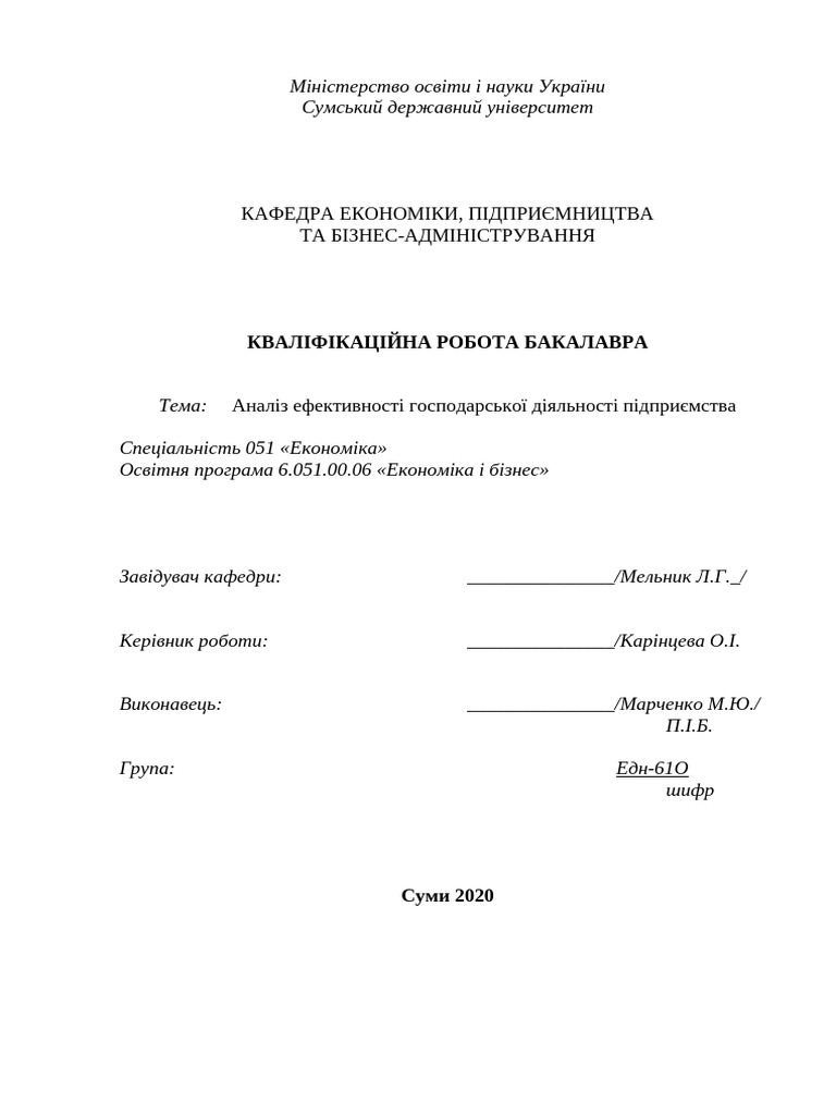 Marchenko M.yu. - Efficiency Analysis For The Enterprise Business ...