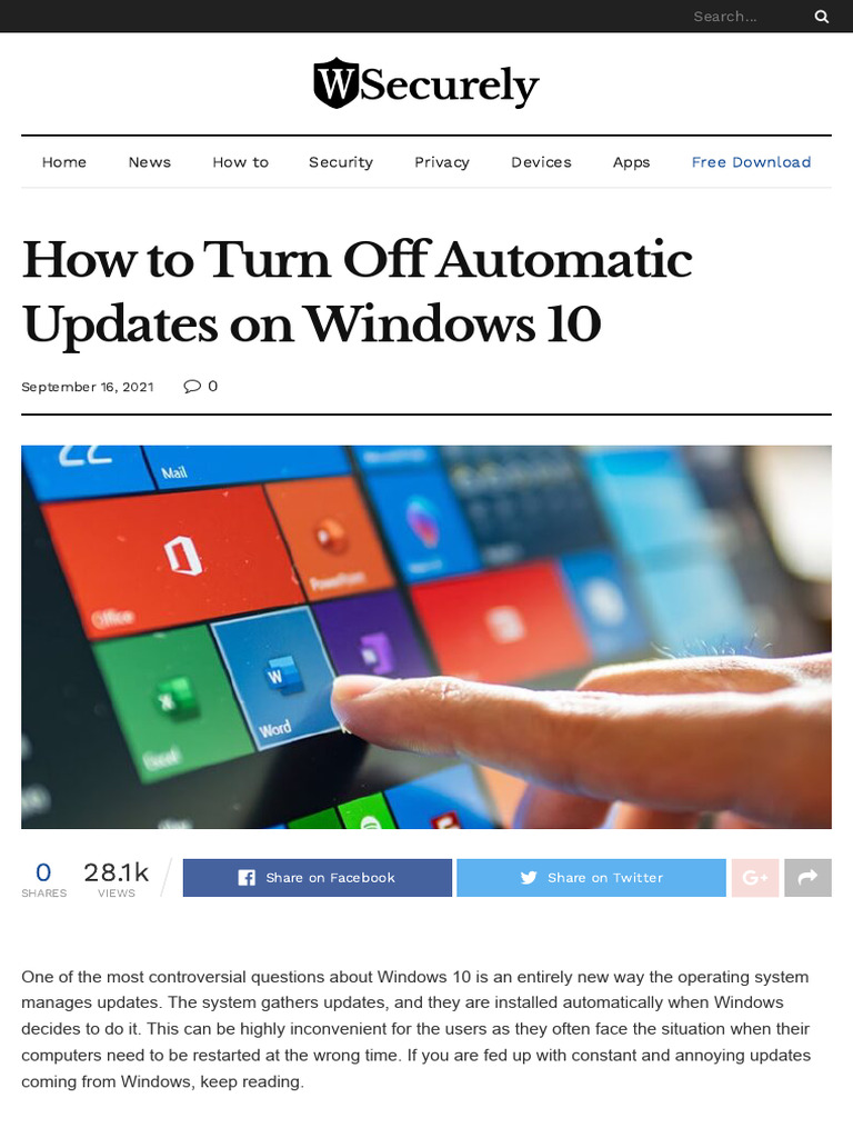 How To Turn Off Automatic Updates On Windows 10 | PDF