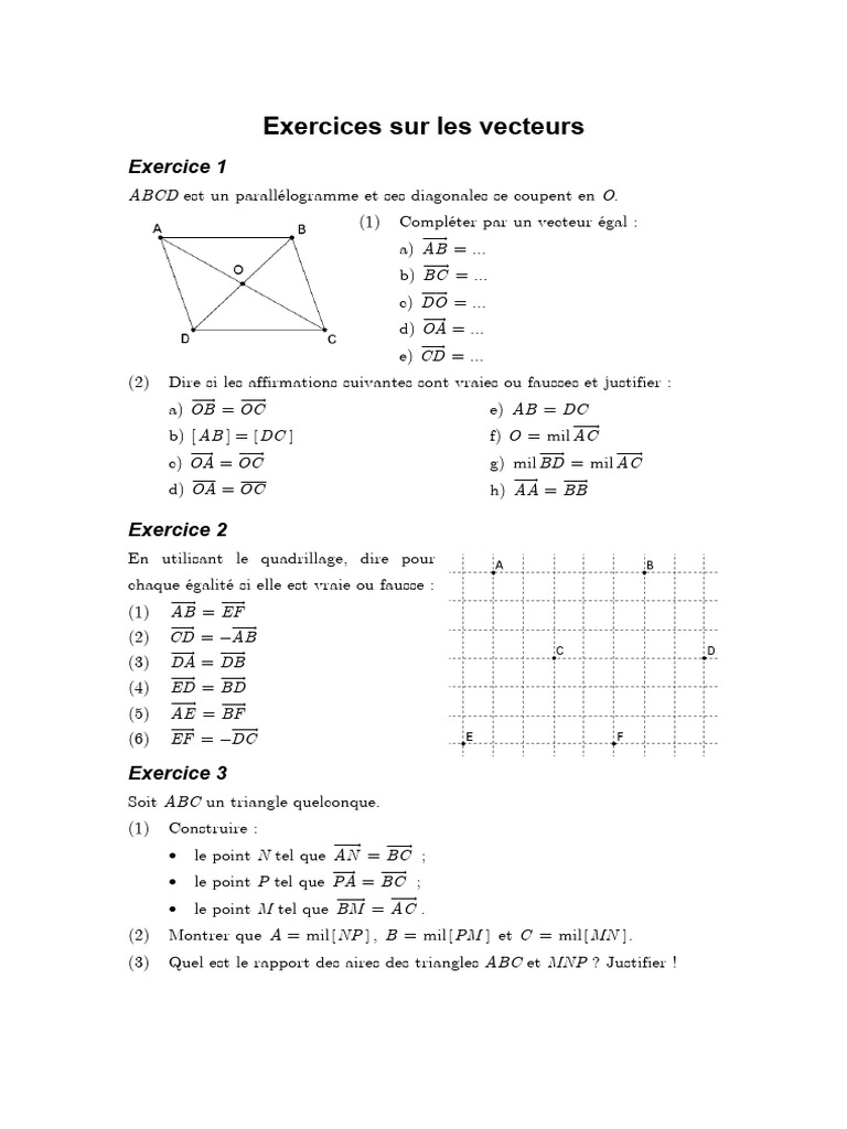 Exercices Vecteurs | PDF