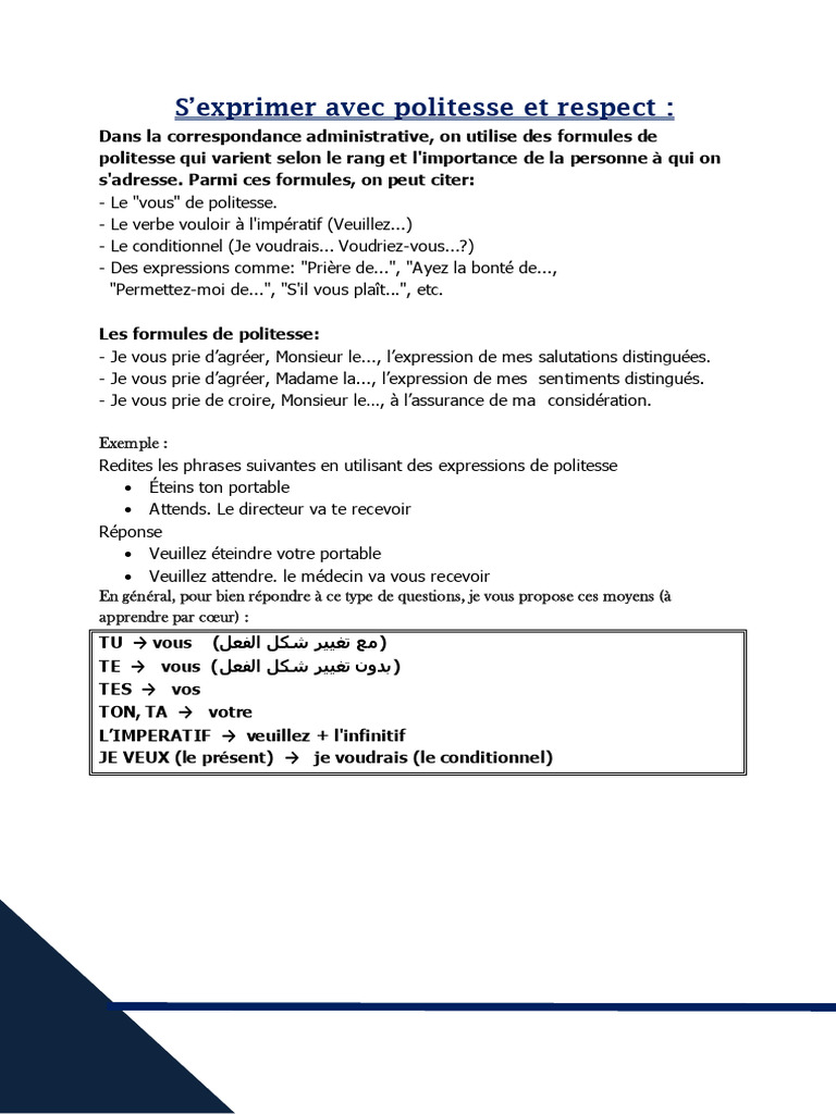 10.s'exprimer Avec Politesse Et Respect | PDF
