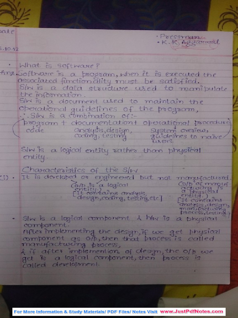 Software Engineering Hand Written Notes Made Easy | PDF