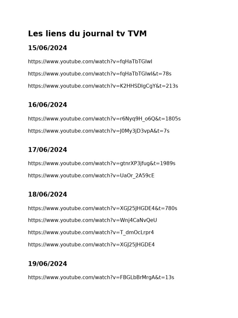 Les Liens Du Journal TV TVM | PDF