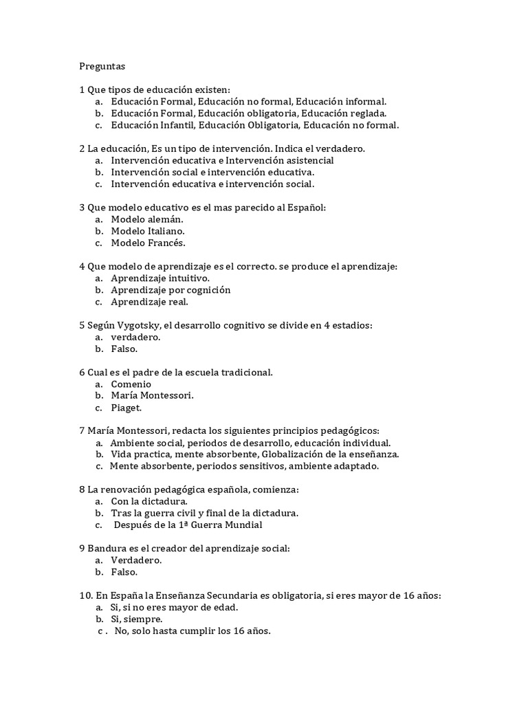 Preguntas Kahoot Didáctica de La Educación | PDF