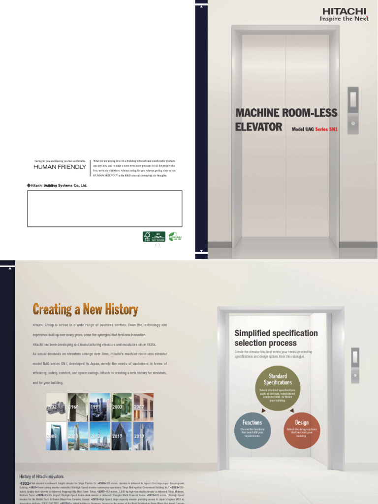 Hitachi Elevator Model UAG SN1 Machine Room-less Elevator ลิฟต์ไม่มี ...