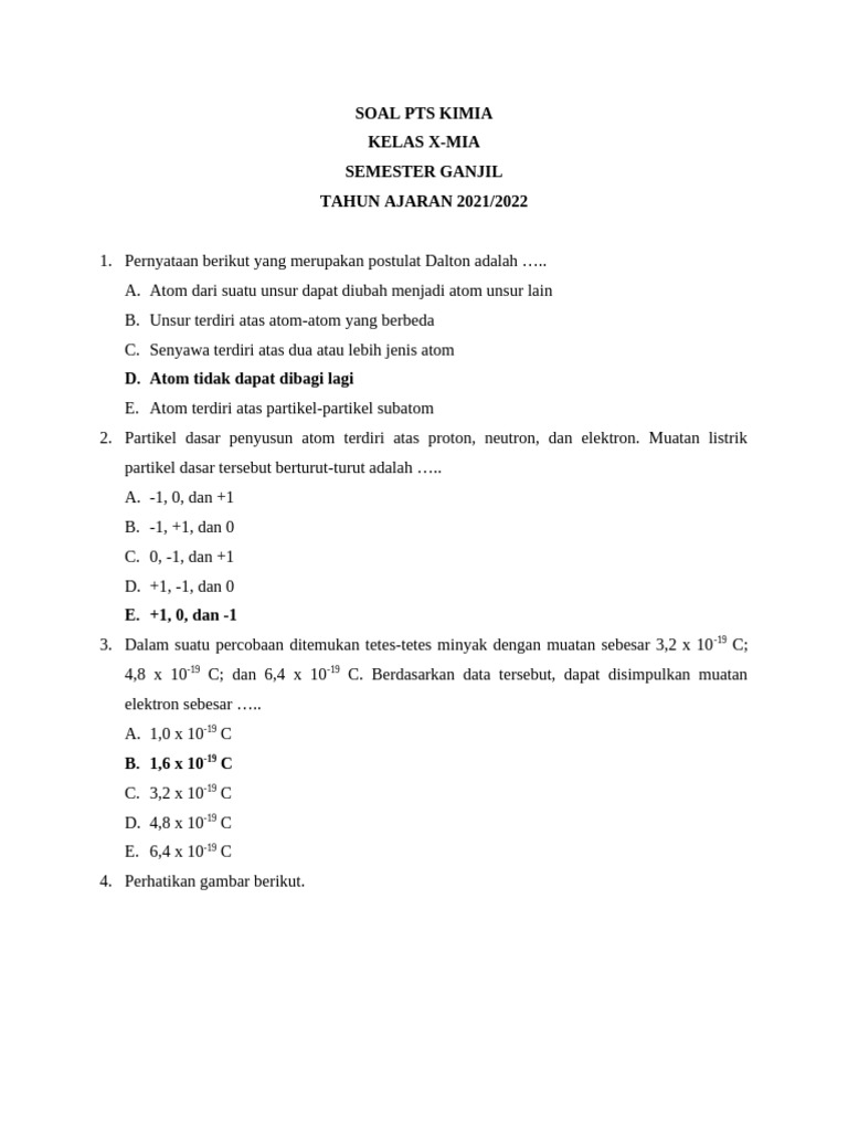 Soal Pts Kimia Ganjil - X-Mia | PDF