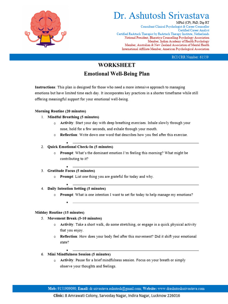 Emotional Wellness Worksheets-1 | PDF