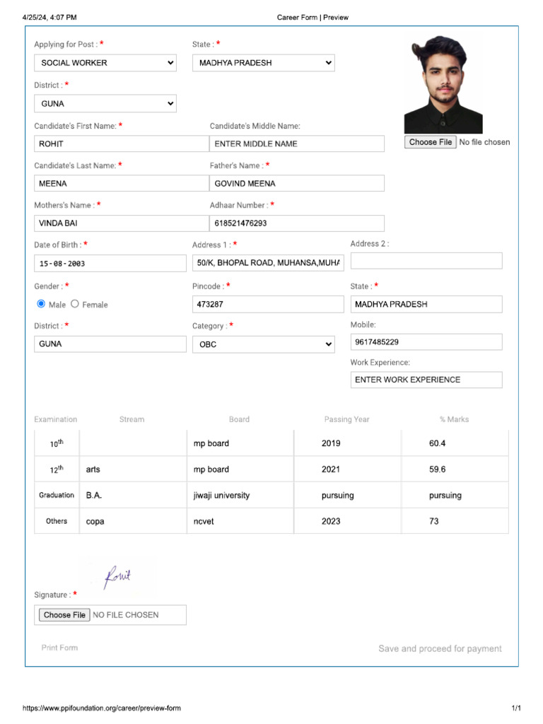 Rohit Form | PDF