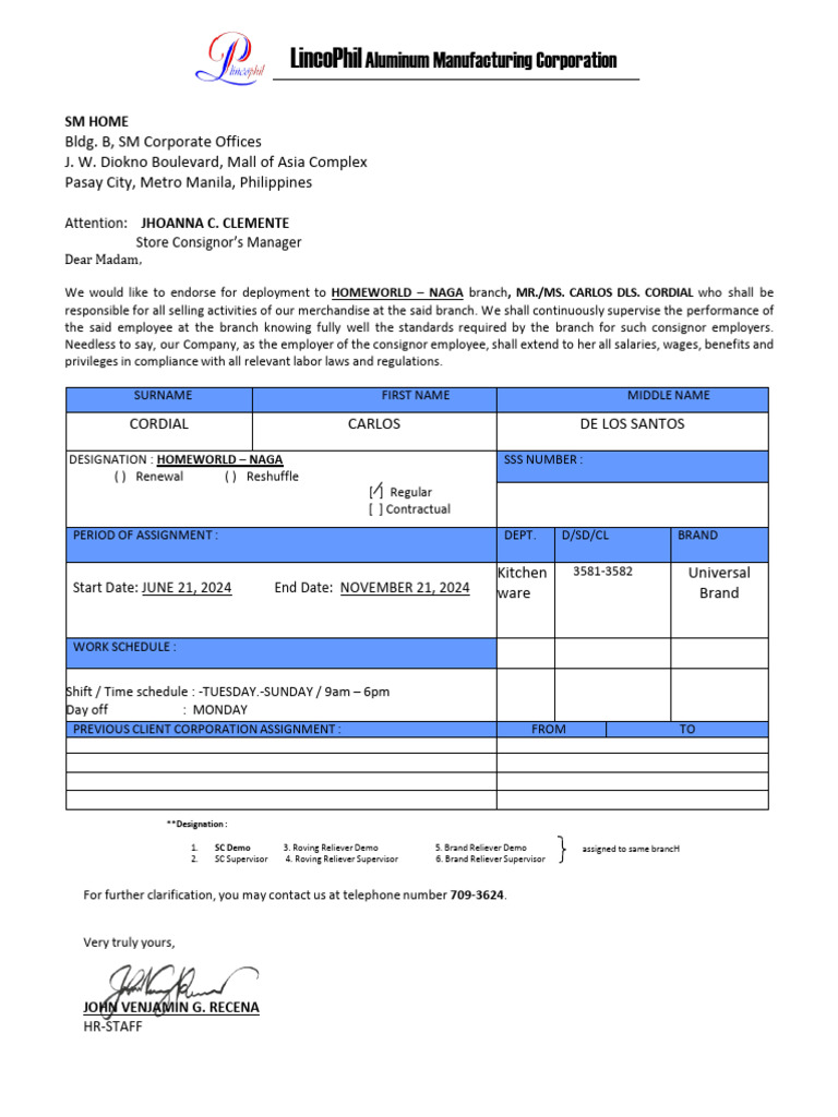 Introduction Letter Carlos Dls. Cordial | PDF