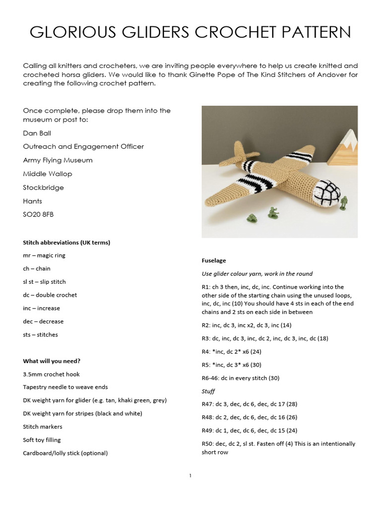 Crochet Pattern for Glider Toy | PDF | Crochet | Knitting