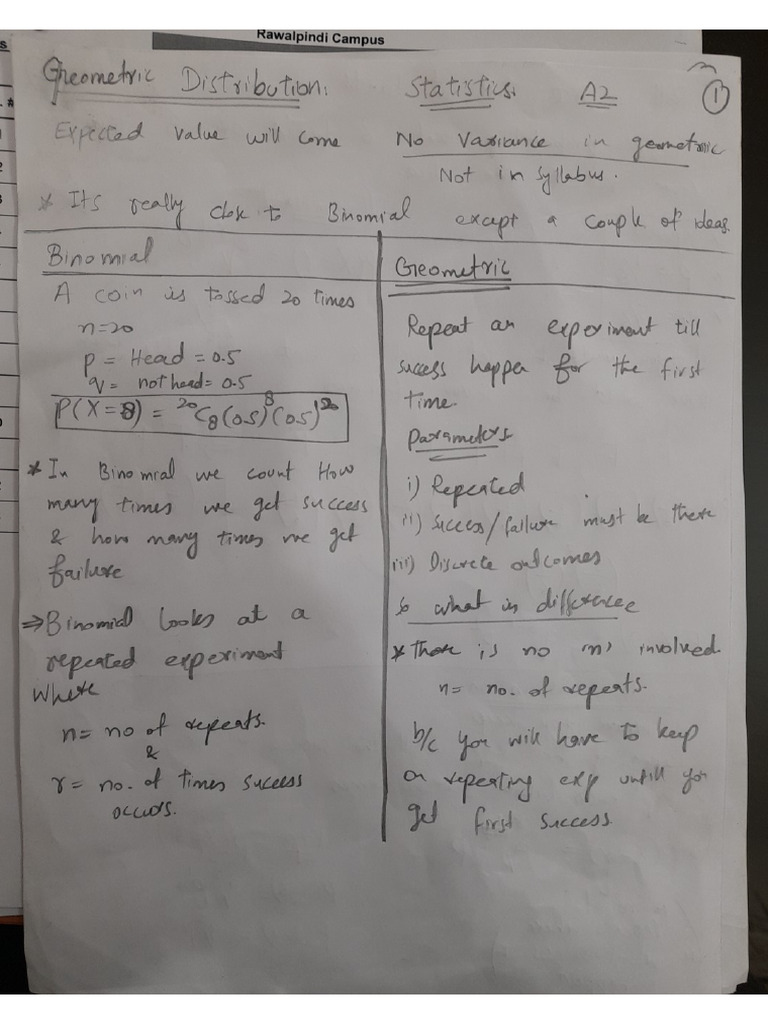 Geometric Distribution Notes | PDF