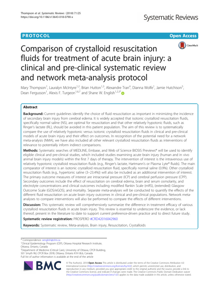 Comparison of Crystalloid Resuscitation | PDF