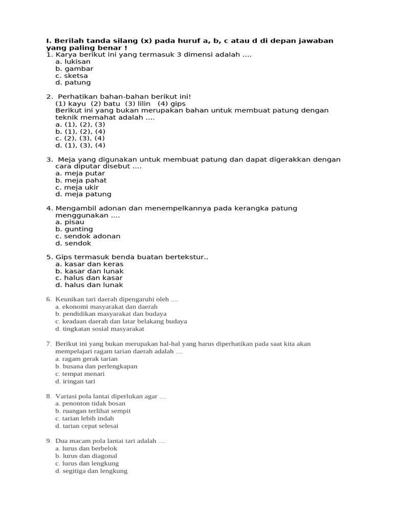 Soal SBDB KLS VI Semester I | PDF