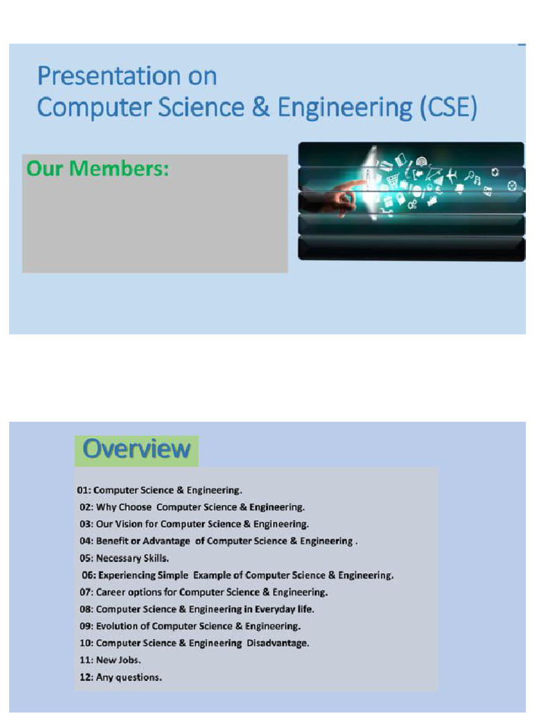 Presentation On Computer Science Engineering Cse 1 638 | PDF