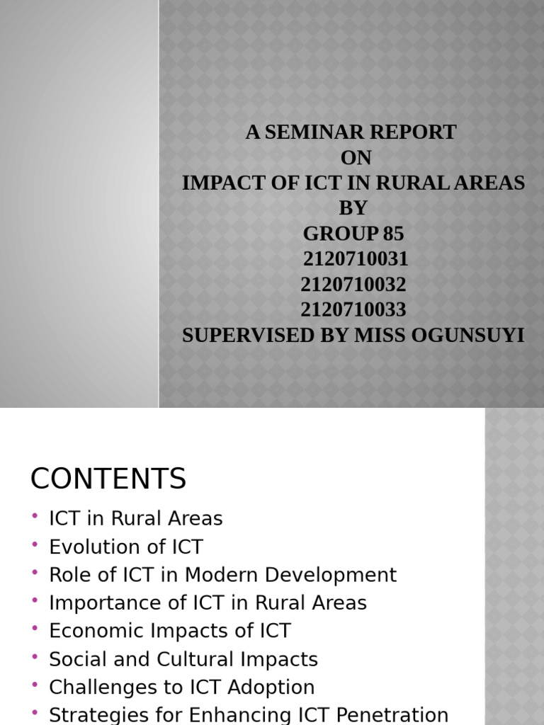 Group 85 Impact of Ict in Rural Area | PDF