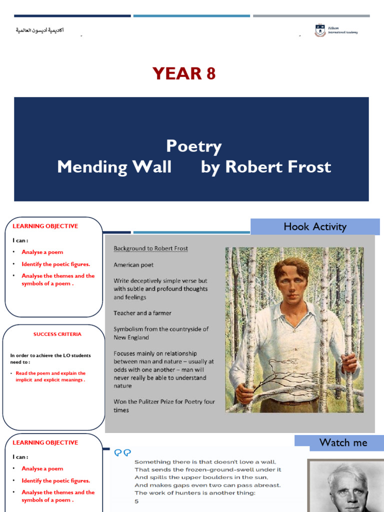 Poetry Week 3 The Mending Wall | PDF