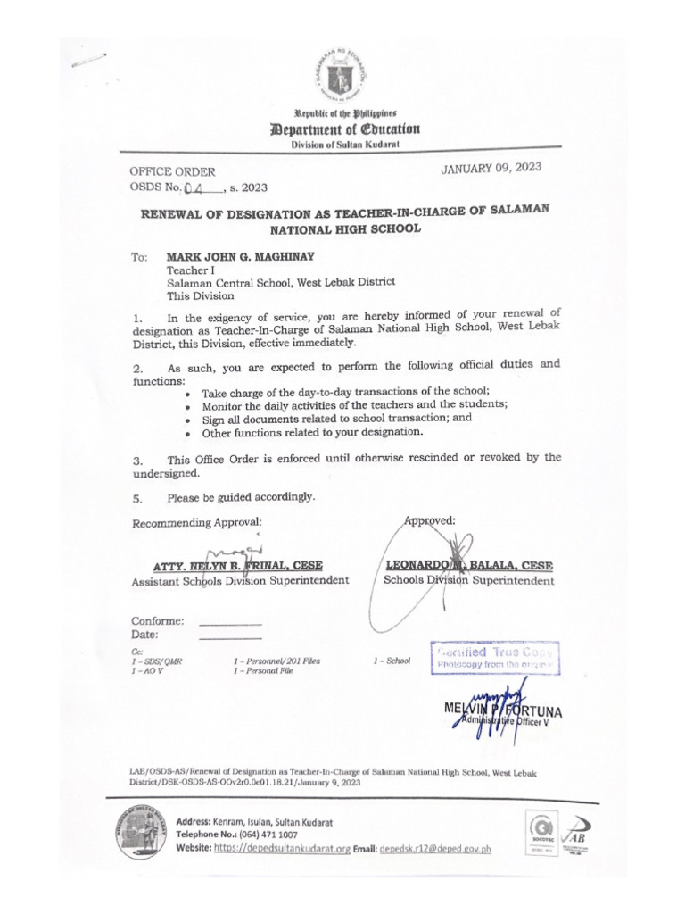 2023 Designation Orders TIC | PDF