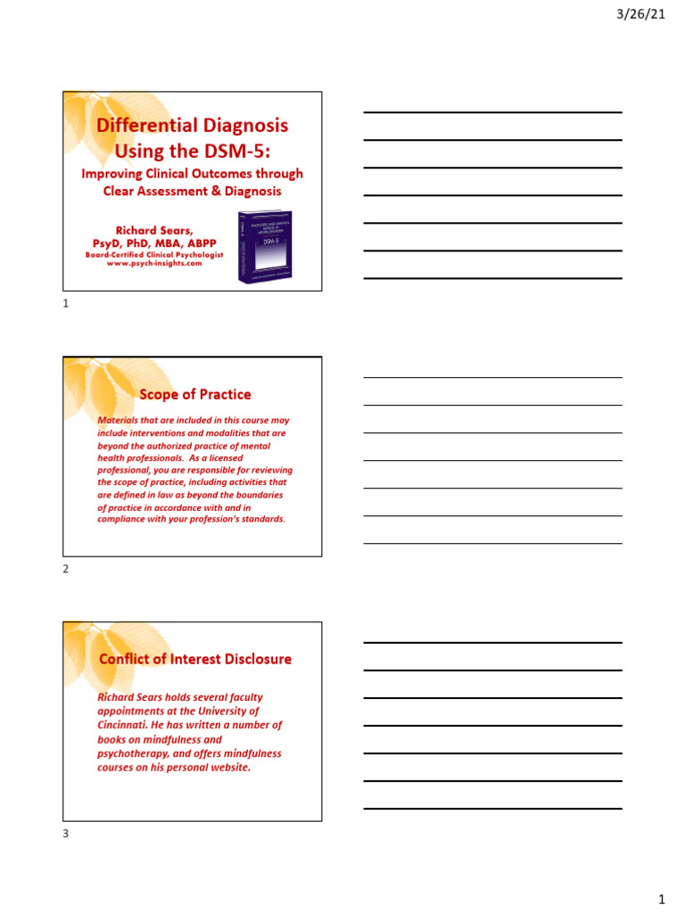 Differential Diagnosis Using The DSM-5 | PDF