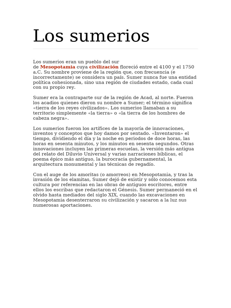 Los Sumerios. | PDF | Sumeria | Mesopotamia