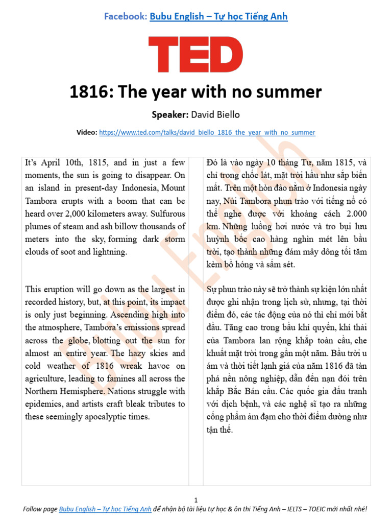 1816 The Year With No Summer | PDF