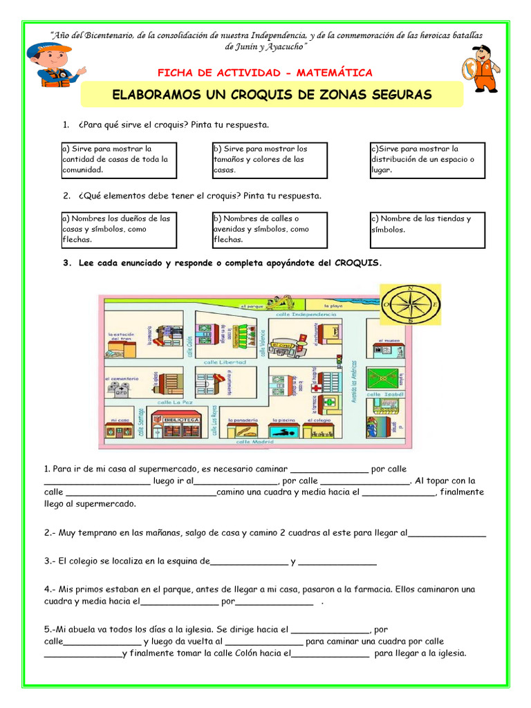 Ficha-Lun-Mat-Elaboramos Un Croquis de Zonas Seguras | PDF