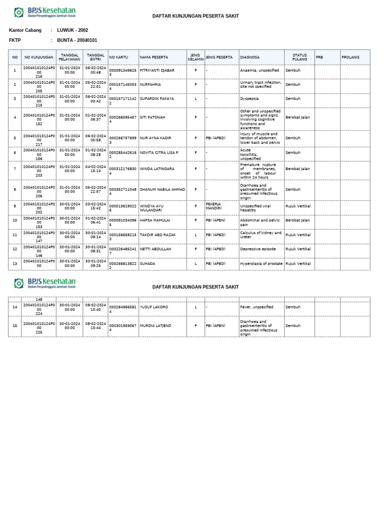 Kunjungan Sakit Januari | PDF