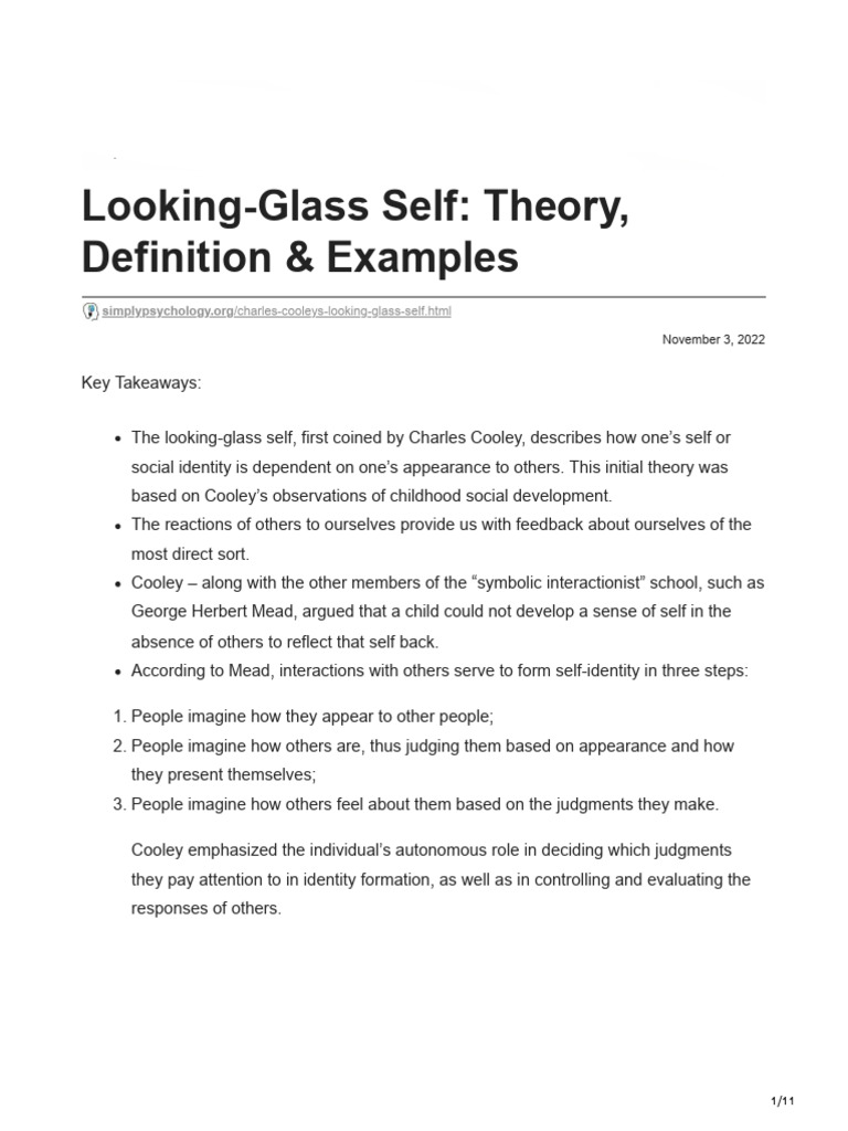Looking-Glass Self Theory Definition Amp Examples | PDF | Liberal Arts ...
