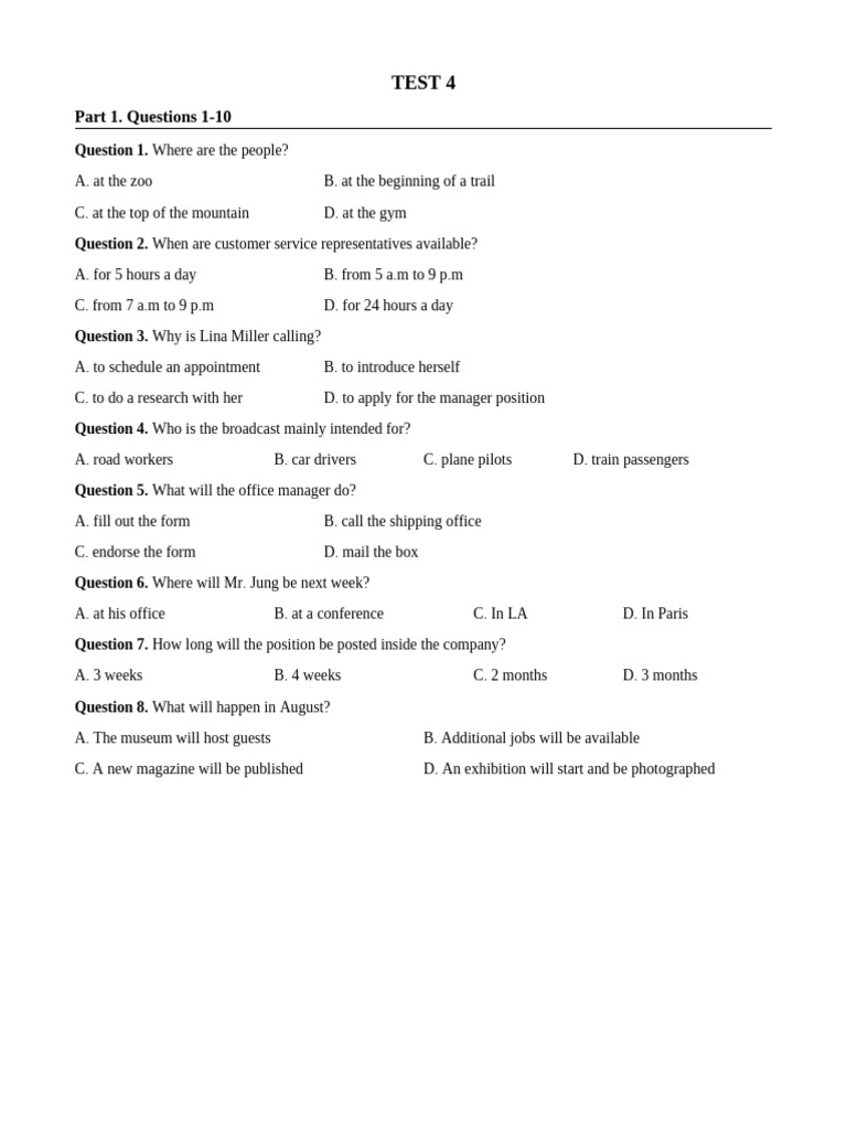 VSTEP LISTENING Test 4 | PDF
