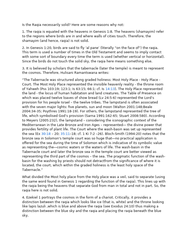 Is The Raqia Necessarily Solid Here Are Some Reasons Why Not | PDF ...