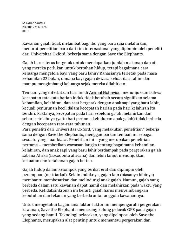 M Akbar Naufal R - 23010122140176 - Gajah | PDF