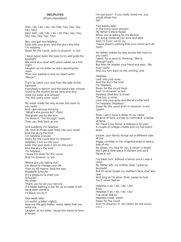 HAMILTON Helpless | PDF