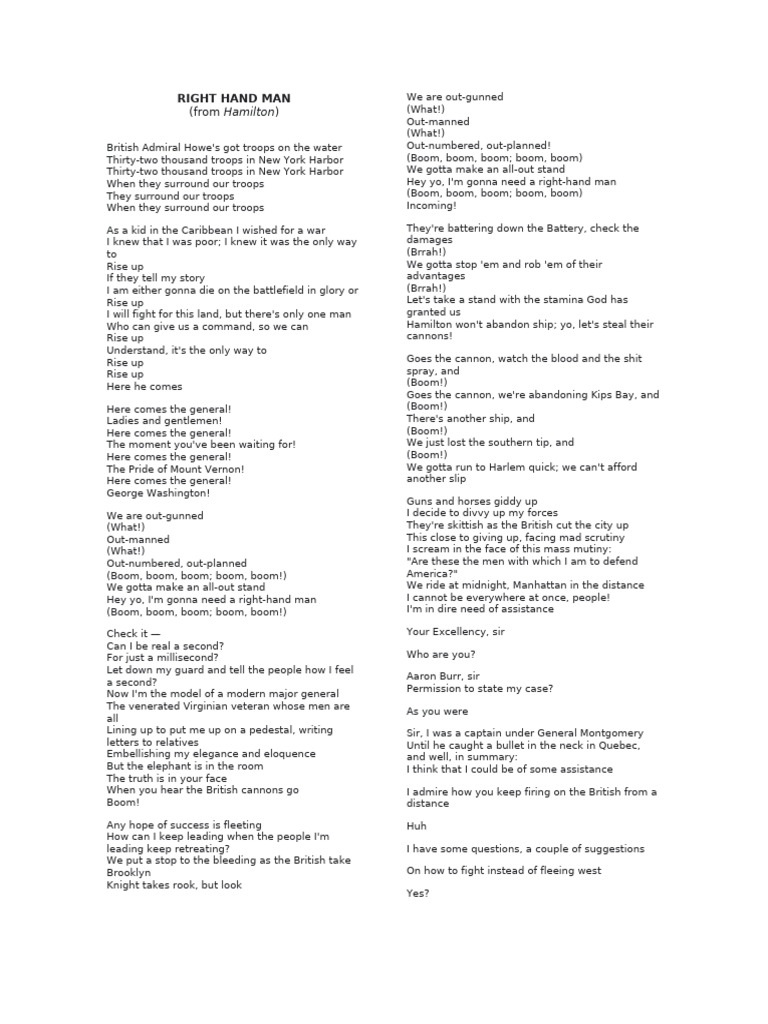 HAMILTON - Right Hand Man | PDF