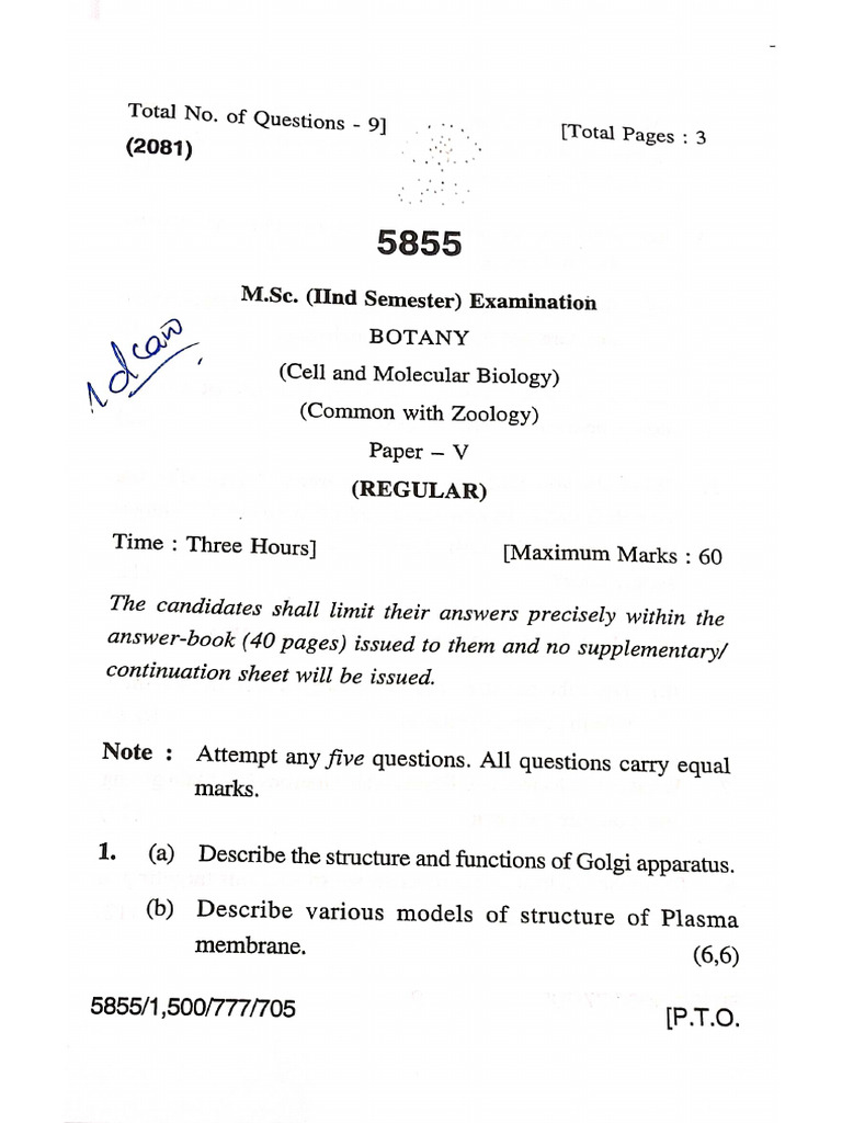 MSC Question Papers ... Rampur BSR | PDF