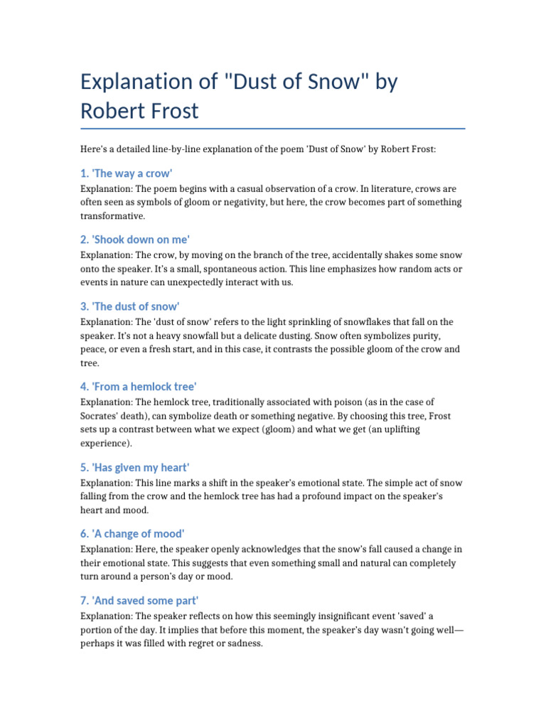 Dust_of_Snow_Poem_Explanation | PDF