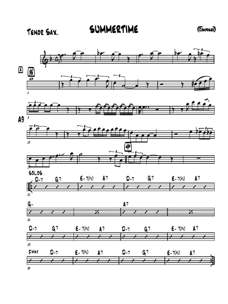 Finale 2005 - (SUMMERTIME - 001 Tenor Sax. | PDF
